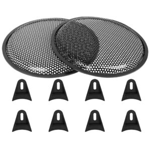 x autohaux universal 10 inch car audio speaker subwoofer metal waffle grill cover protector with rubber edge and clips 2pcs