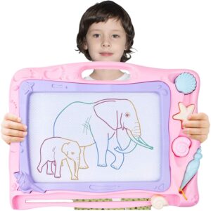 automoness magnetic drawing board for kids, toddler toys for 1-4 years boys & girls, color erasable doodle writing pad, learning painting pad, preschool educational toy for toddlers, kids gift (pink)