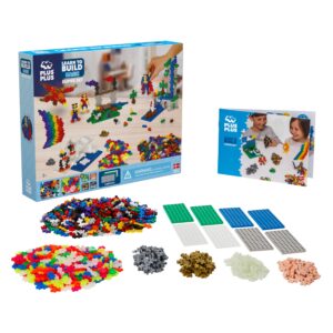 plus plus - learn to build super set - basic mix, 1,200 pieces w/ 4 baseplates - construction building stem / steam toy, interlocking mini puzzle blocks for kids