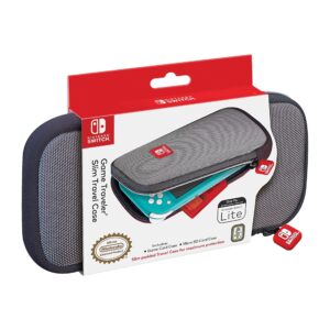 nintendo switch lite case - slim carrying case for switch lite, bonus game case, licensed by nintendo, protective ballistic nylon exterior with a padded soft micro-fiber interior