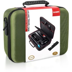 coowps switch case compatible with nintendo switch and switch oled model, with 21 switch games card slots, portable full protection travel bag for switch console pro controller accessories green