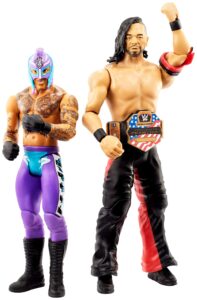 wwe rey mysterio vs shinsuke nakamura battle pack series #62 with two 6-inch articulated action figures & ring gear