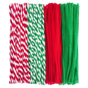 livder 400 pieces christmas pipe cleaners chenille stems for diy art crafts decorations supplies, red green white