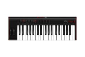 ik multimedia irig keys 2 pro portable keyboard midi controller with 25 velocity-sensitive synth-action keys and headphone output, for iphone, ipad, mac, pc, android