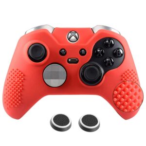 antil-slip silicone controller cover protective case for xbox one elite controller soft cover skin with 2 thumb grips(red)