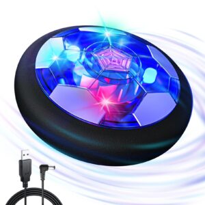 hover soccer ball boy toys, soccer gifts for 3 4 5 6 7 8+ year old boys girls, rechargeable air floating soccer with led light and upgraded foam bumper, indoor birthday gifts for kids age 3-12