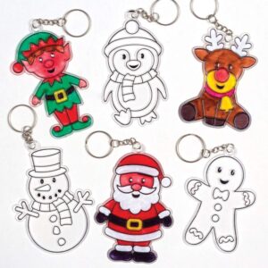 baker ross at295 christmas suncatcher keyrings kits - pack of 6, festive arts and craft, assorted