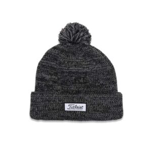 titleist winter golf hats and beanies (pompom winter hat, beanie) (pompom winter hat, heather black)