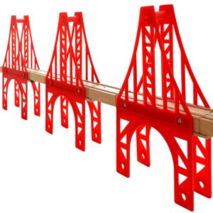 wooden train bridges, 3 suspension bridge, wooden train track accessories, wooden train track, train tracks compatible with all major brands, wooden toys for girls & boys