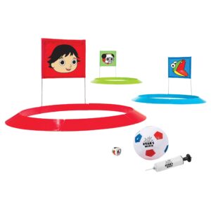 franklin sports ryan's world kids soccer golf set with 1 soccer ball & 3 targets with flags - 20" targets