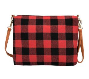 monoblanks women buffalo plaid crossbody purse bag small shoulder wristlet phone bag (red buffalo plaid)