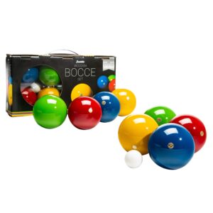 franklin sports 90mm bocce ball set — 8 wooden bocce balls and 1 pallino — beach, backyard lawn or outdoor party game - made in italy