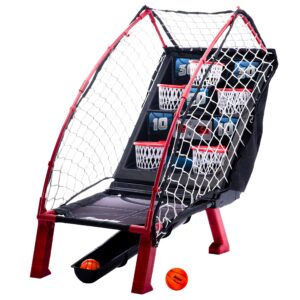 franklin sports basketball arcade game - table top bounce a bucket shootout basketball game - indoor electronic basketball gameroom game for kids + adults - fun basketball toy for boys + girls - red