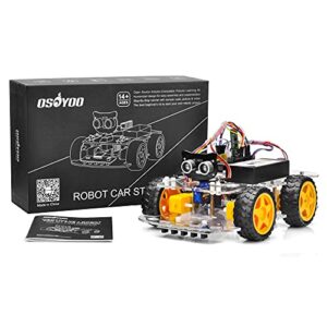 osoyoo robot car starter kit for r3 | stem remote controlled educational motorized robotics for building programming learning how to code | iot mechanical diy coding for teens adults