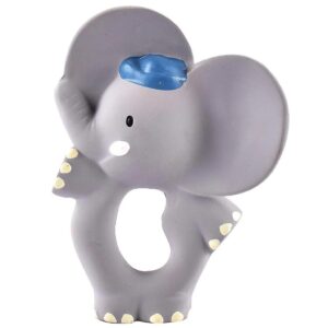 tikiri alvin the elephant natural rubber teether (blue)