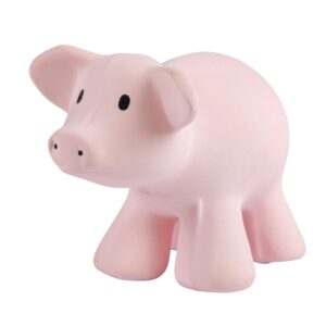 tikiri my first farm animal pig natural rubber rattle (pink)