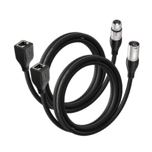 ebxya 3 pin xlr to rj45 cable set - rj45 to (1) male & (1) female xlr dmx cable, xlr audio cable for stage and recording studio 1 pair (1m/3ft)