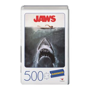 jaws movie 500-piece puzzle in plastic retro blockbuster vhs video case