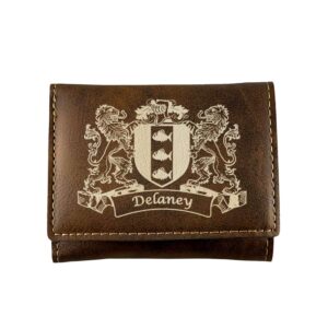 delaney irish coat of arms rustic leather wallet