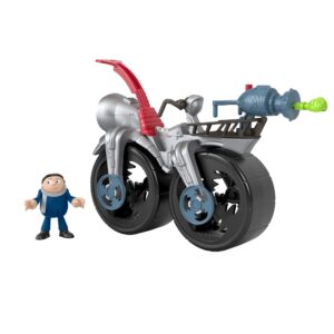 fisher-price imaginext minions gru's rocket bike, character figure and push-along toy bicycle set for preschool kids ages 3-8 years