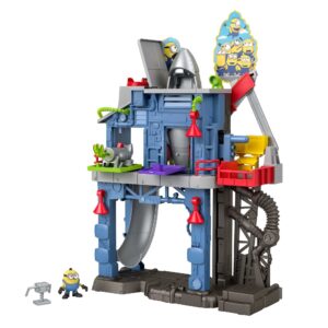 fisher-price imaginext preschool toy minions the rise of gru gadget lair playset with otto figure for pretend play kids ages 3+ years