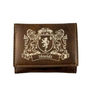 shields irish coat of arms rustic leather wallet