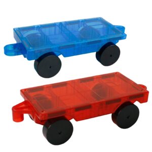 magblock 2 piece car set suitable for magnetic blocks tiles, expand and enrich your magnet tiles stem educational toys