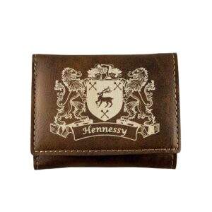 hennessy irish coat of arms rustic leather wallet