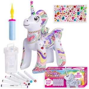 joyin inflatable coloring craft toy set with unicorn design, paint your own unicorn arts and craft kit for kids