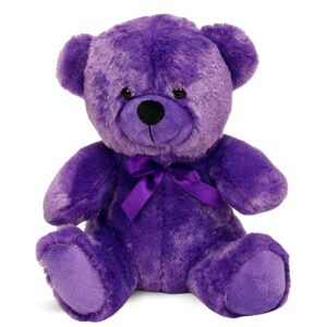 grandma smiley's plush best friends super color purple teddy bear stuffed animal, 9-inch hypoallergenic small teddy bears for christmas, newborn baby shower, girlfriend, boyfriend, graduation