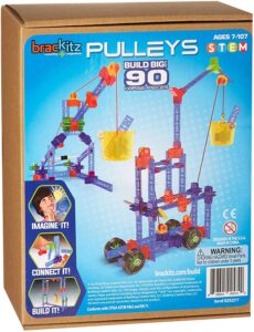 brackitz pulleys 90 piece stem simple machines building toy for 7, 8 and 9+ year olds | kids educational engineering construction set | hours of creative learning and fun