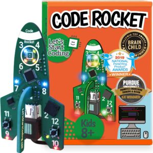 code rocket coding toy for kids 8+. girls & boys learn block & typed c++ programming with circuits. 20+ space-themed projects teach code hands-on. all-inclusive coding game for kids ages 8-12+ & teens