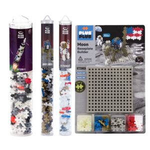 plus plus - apollo 11 space playset bundle - space mini maker tubes and baseplate builder - construction building stem | steam toy, interlocking mini puzzle blocks for kids