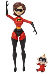 mattel ​pixar "the incredibles" elastigirl action figure with jack-jack, movie character toys 6.6-in & 2.2-in tall, highly posable with authentic super suits, kids gift for ages 3 years old & up