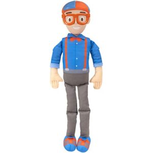 blippi bendable plush doll, 16” tall featuring sfx - squeeze the belly to hear classic catchphrases - fun, educational toys for babies, toddlers, and young kids