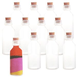 artcreativity plastic sand art bottles with corks - pack of 12-2oz clear containers for sand art, message in a bottle, wedding invitations, fun arts and crafts supplies for kids - sand not included…