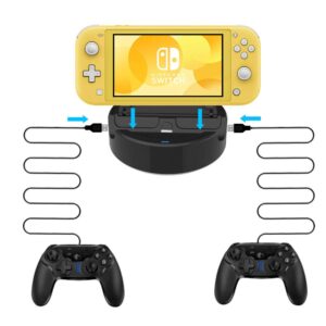 j&top charging dock for nintendo switch lite, charging station with 2 usb ports compatible with wired controllers