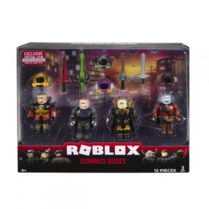 roblox action collection - dominus dudes four figure pack [includes exclusive virtual item]