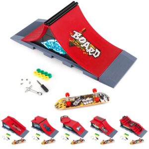 momsiv ketiee finger skateboard park ramp toys mini fingerboard skate rail set, half pipe finger skateboards kit, ultimate skateparks training props for kids & adult (style a)