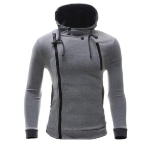 jin＆co men's pullover sweatshirts autumn winter zipper button slim fit casual hooded pullover tops blouse coat gray