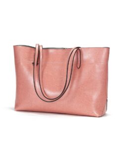 covelin women's handbag genuine leather tote shoulder bags soft hot pink