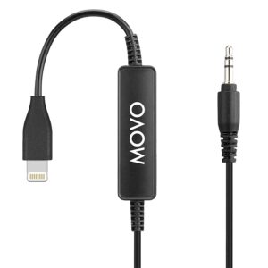 movo tcb5 male 3.5mm trs microphone adapter cable to lightning connector compatible with apple iphone, ipad smartphones and tablets