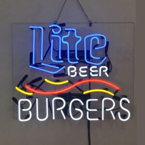 lite beer burgers beer neon signs real glass handcraft for home beer bar pub store restaurant party room wall window display neon signs 19x15