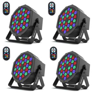 kebert par lights, 36 led dj stage lights with remote control and dmx, 1w rgb sound actevated stage lights, 9 modes par led flood lights for wedding bar party dj show