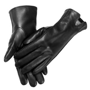 maxw leather gloves for women winter, touchscreen gloves for cold weather with warm lining, l