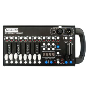 dmx console,universal dmx-512 controller 192 dmx 512 stage dj light controller 240 different scenes dmx512 console applicable to 3-pin dmx cable for djs bands bars pubs clubs family party wedding etc…