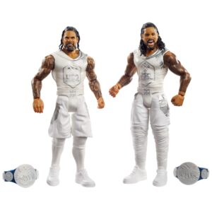 wwe jimmy uso vs jey uso battle pack series #64 with two 6-inch articulated action figures & ring gear