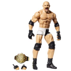 wwe goldberg elite series #74 deluxe action figure with realistic facial detailing, iconic ring gear & accessories