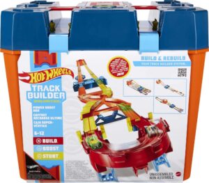 hot wheels track builder unlimited power boost box compatible id four plus builds 20 feet of track gift idea for kids 6 7 8 9 10 and older