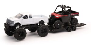 new ray toys black/gold/white die-cast replica pickup with polaris mini ranger rzr xp-1000 50076